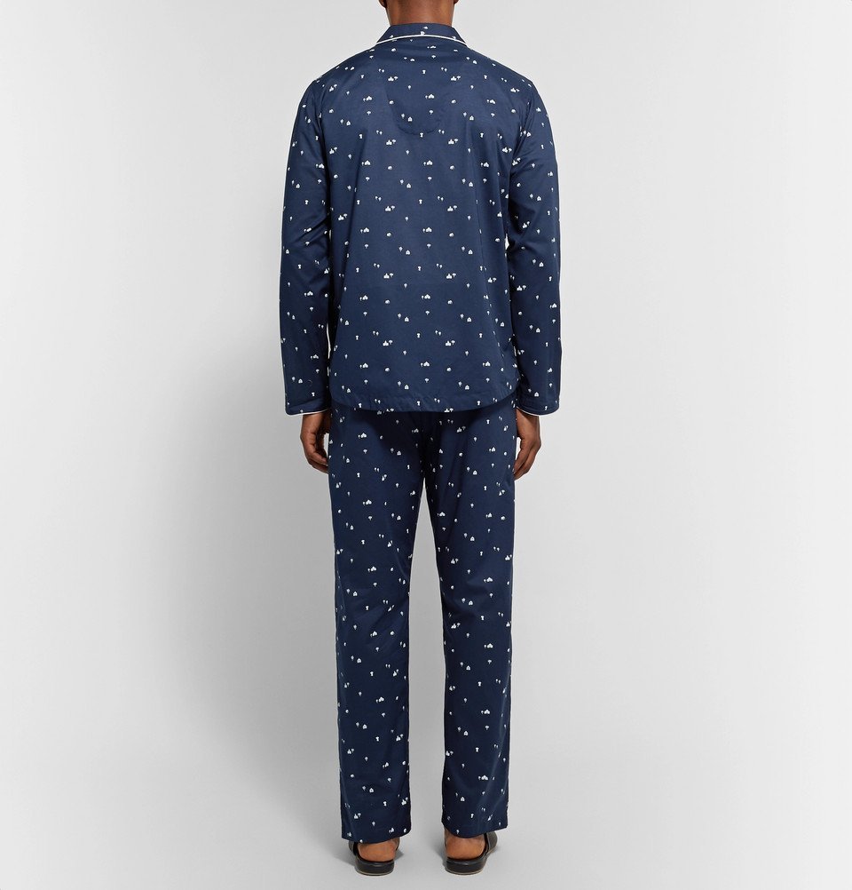 Derek Rose - Nelson 62 Printed Cotton Pyjama Set - Men - Storm blue ...