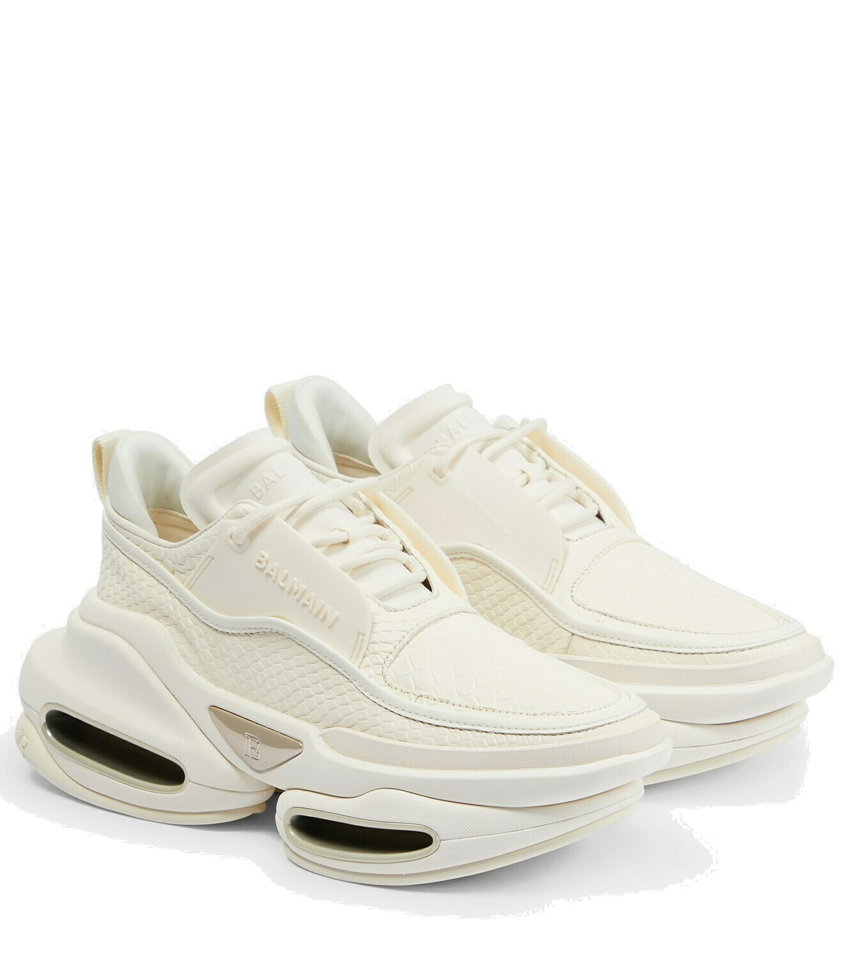 Balmain - BBold leather-trimmed sneakers Balmain