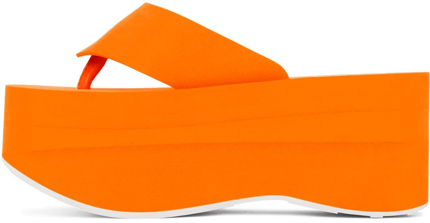 MSGM Orange Rubber Platform Sandals MSGM