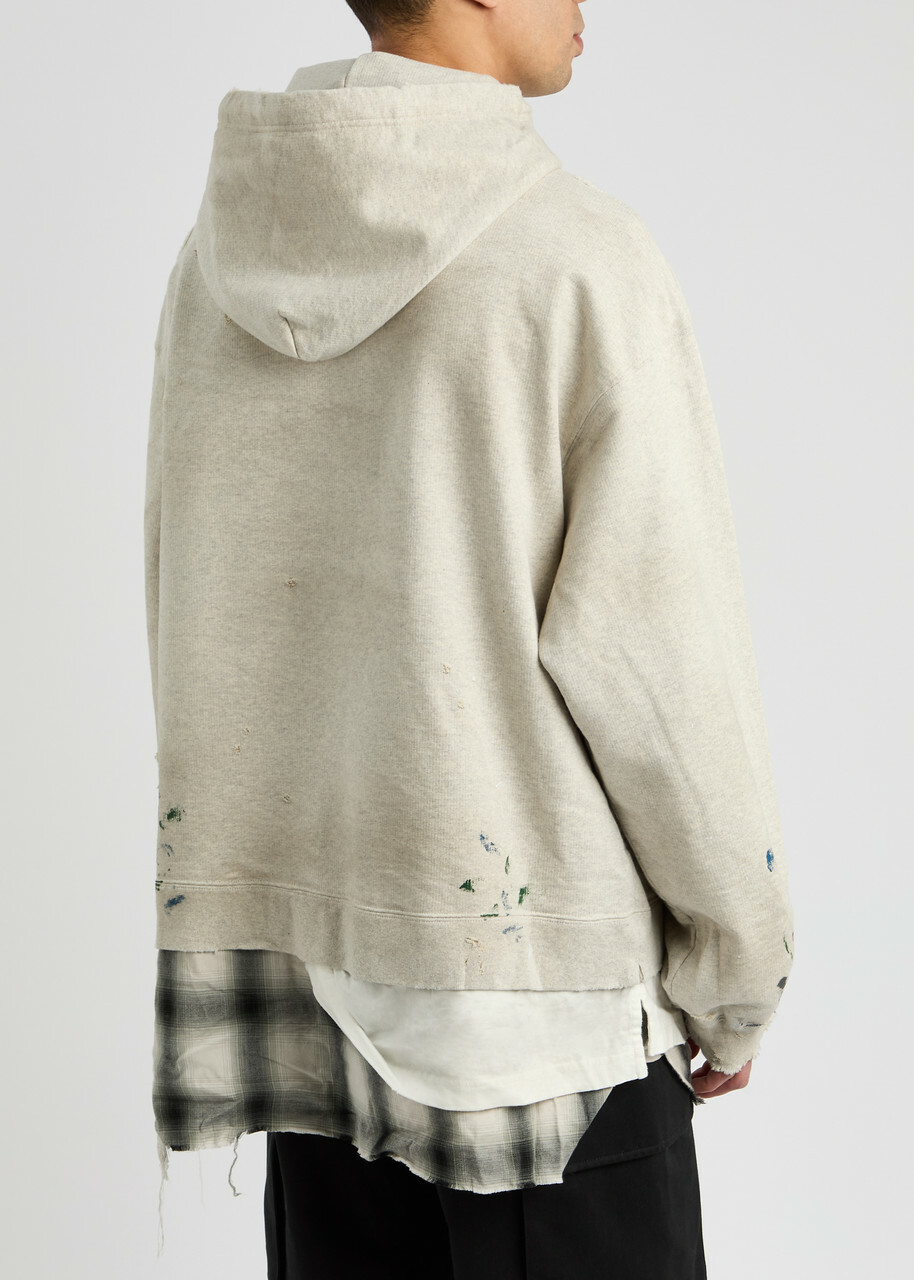 Maison mihara yasuhiro Distressed Layered-effect Hooded Cotton ...