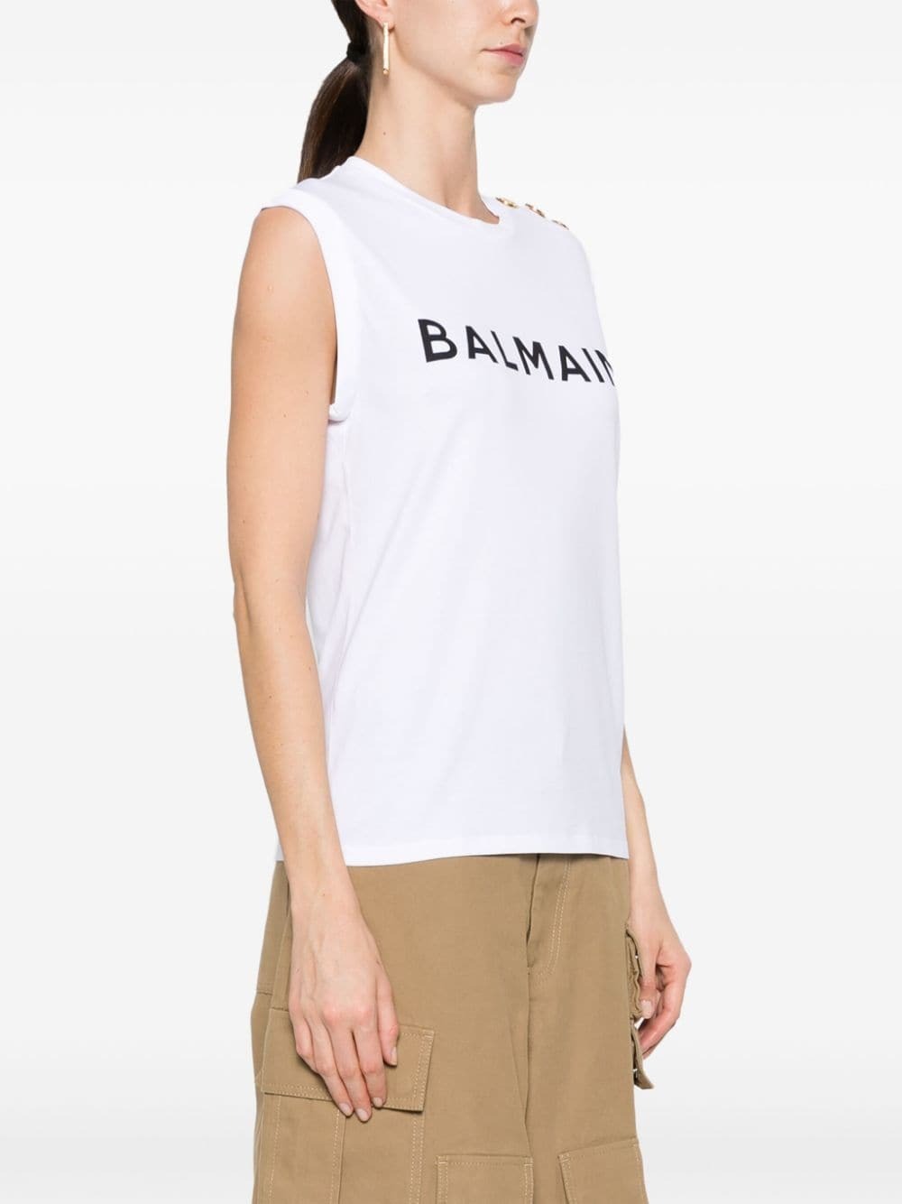 BALMAIN - Logo Orgnanic Cotton Top Balmain