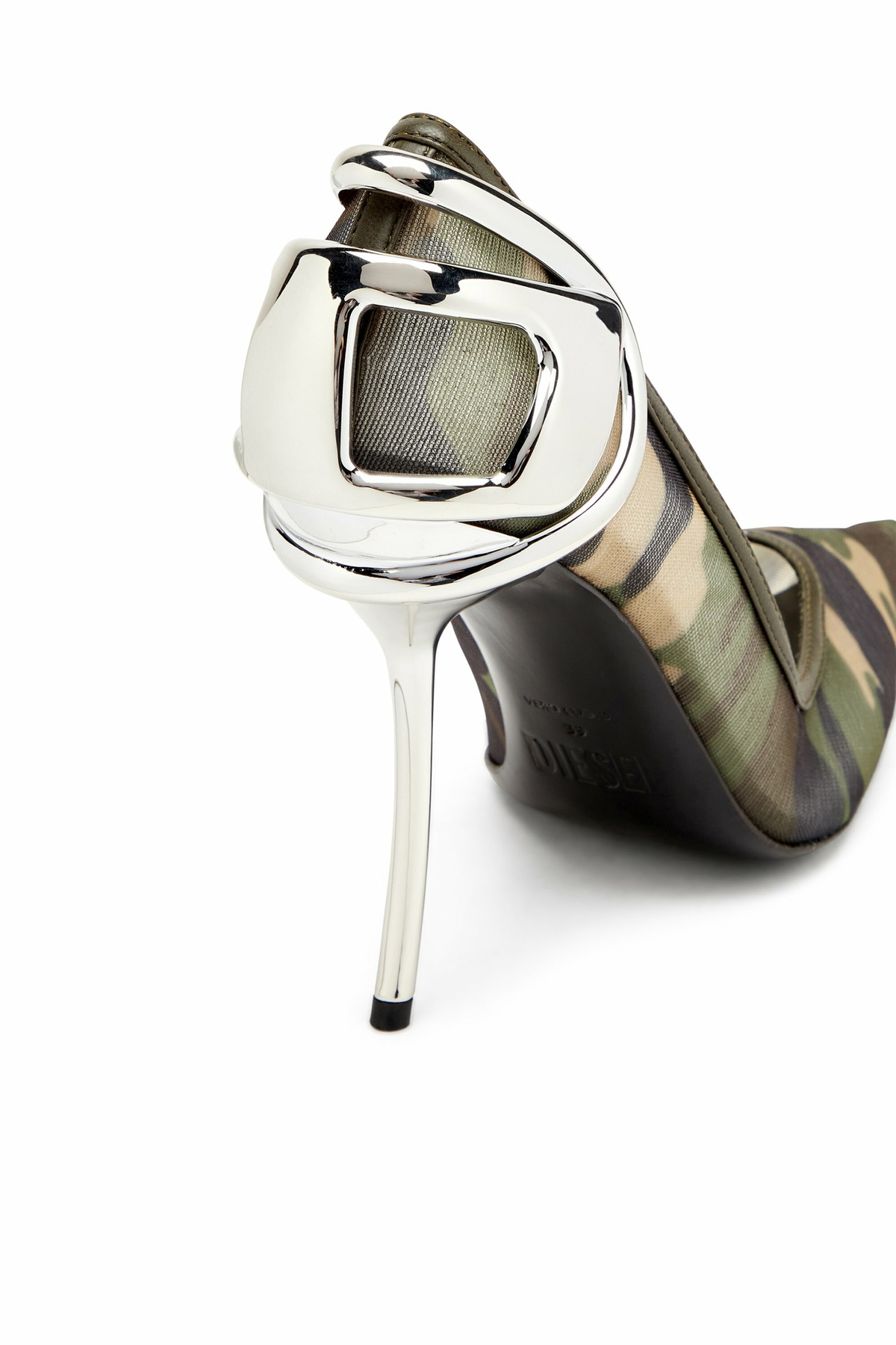 Diesel Camo-mesh pumps with curved heel - Décolleté Womens in Green Diesel