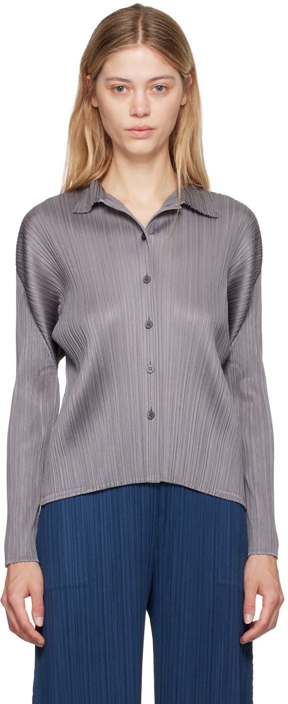 PLEATS PLEASE ISSEY MIYAKE Gray Basics Shirt Pleats Please Issey Miyake