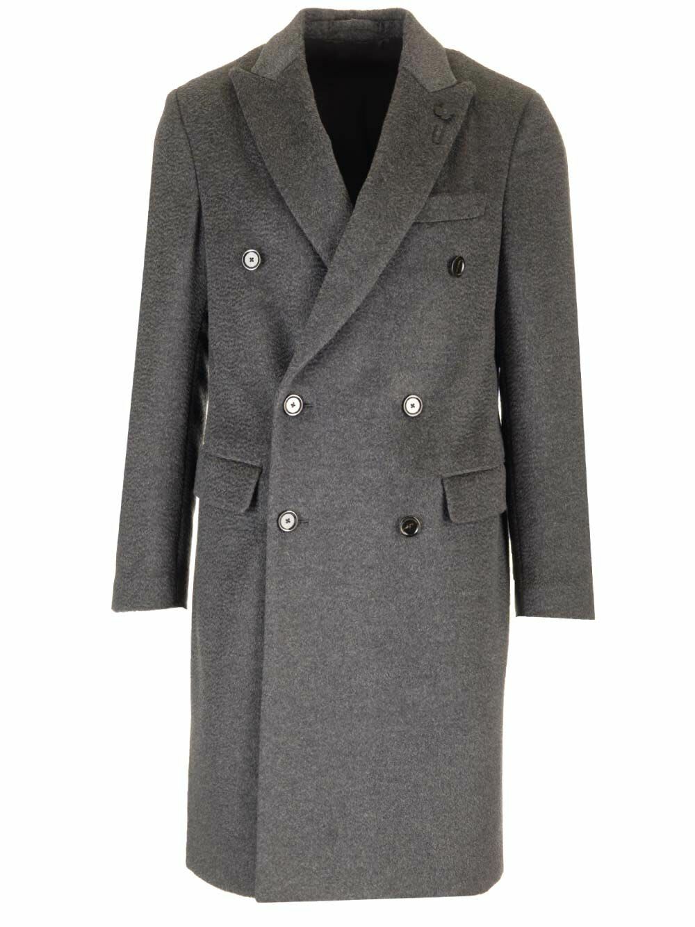 Lardini Double Breasted Coat In Wool And Alpaca Lardini
