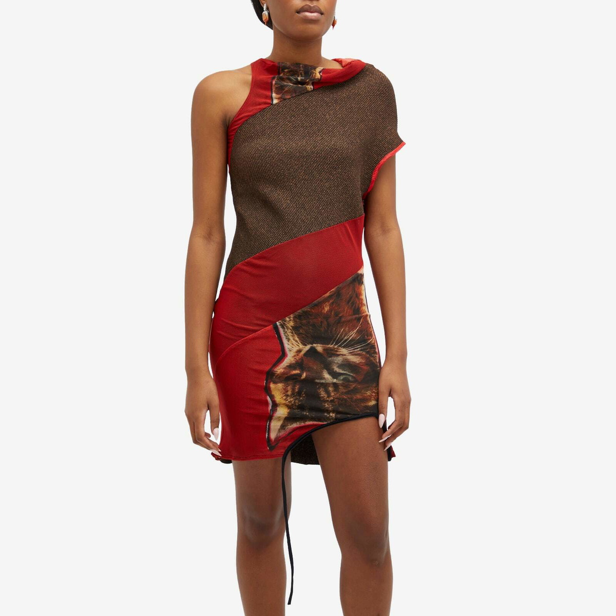 Ottolinger Women's Mesh Drape Dress in Tobias Spichtig Red Ottolinger