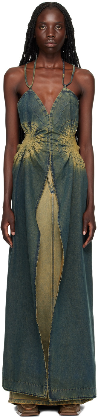 Masha Popova Navy & Yellow Drift Dress Masha Popova