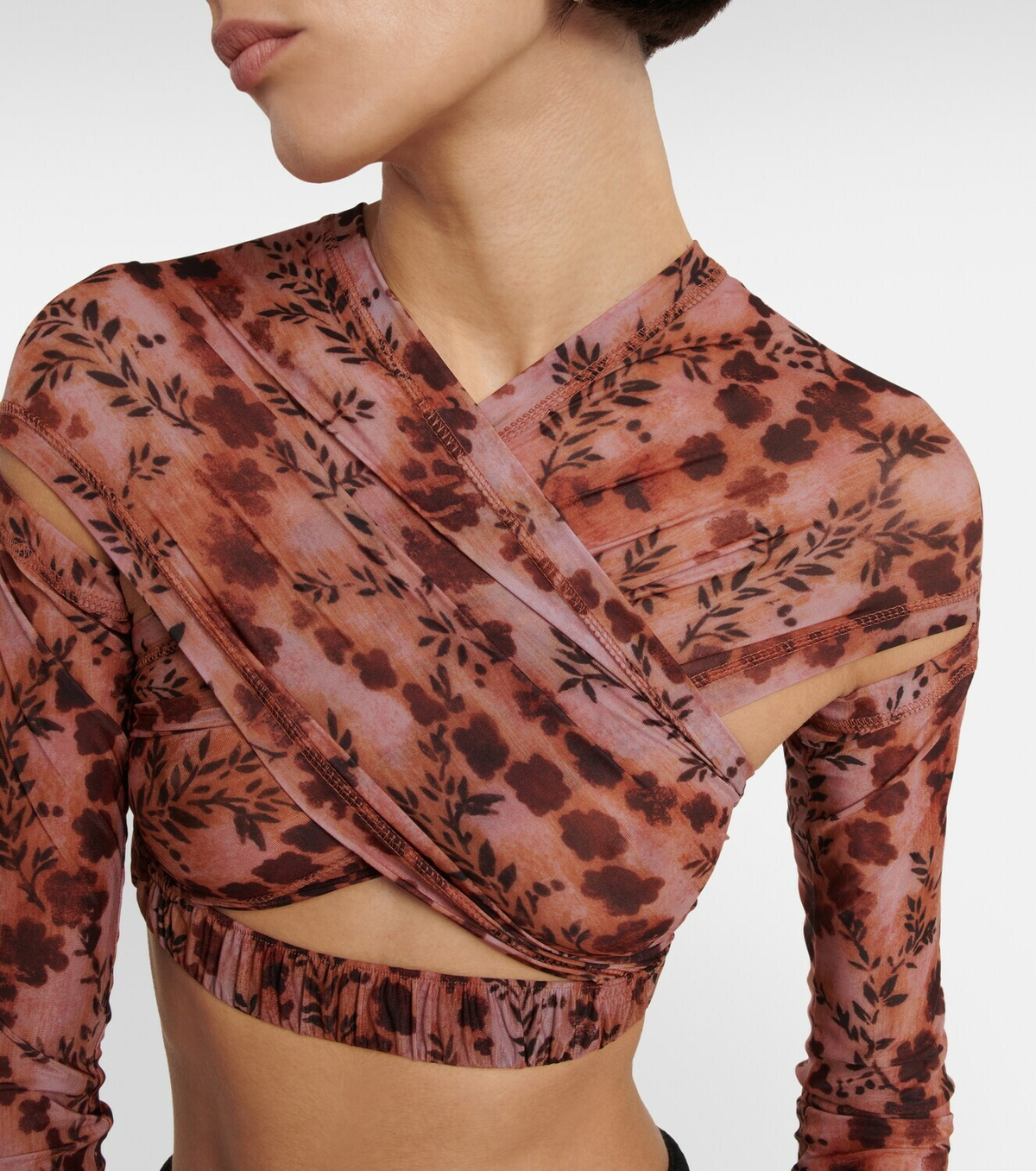 KNWLS - Anti Cross Over floral jersey crop top KNWLS