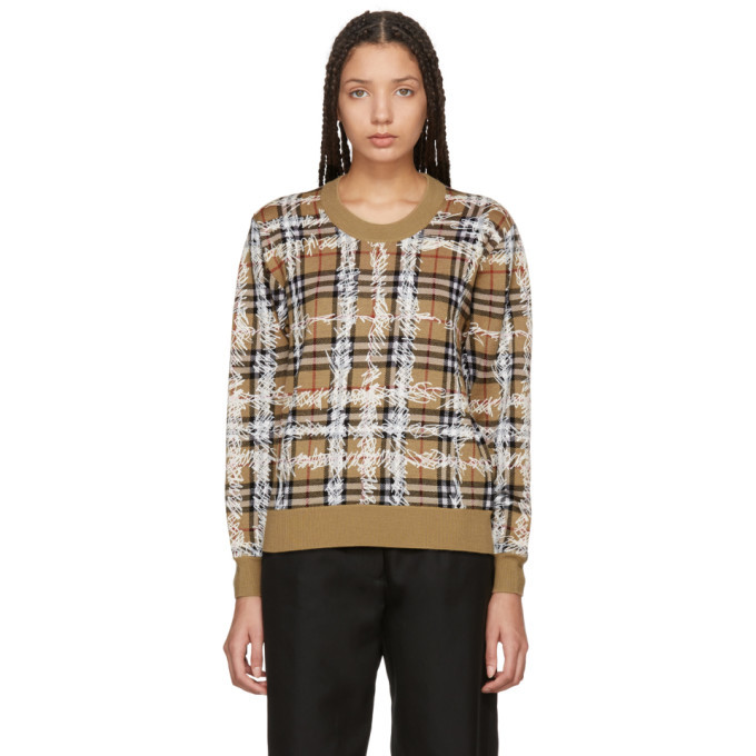 Burberry Beige Wool Check Sweater Burberry