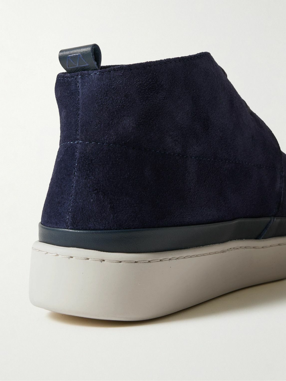 Mulo - Leather-Trimmed Waxed-Suede Chukka Boots - Blue Mulo