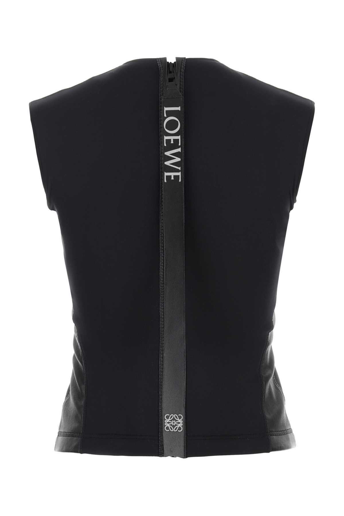 Loewe Black Leather And Fabric Top Loewe