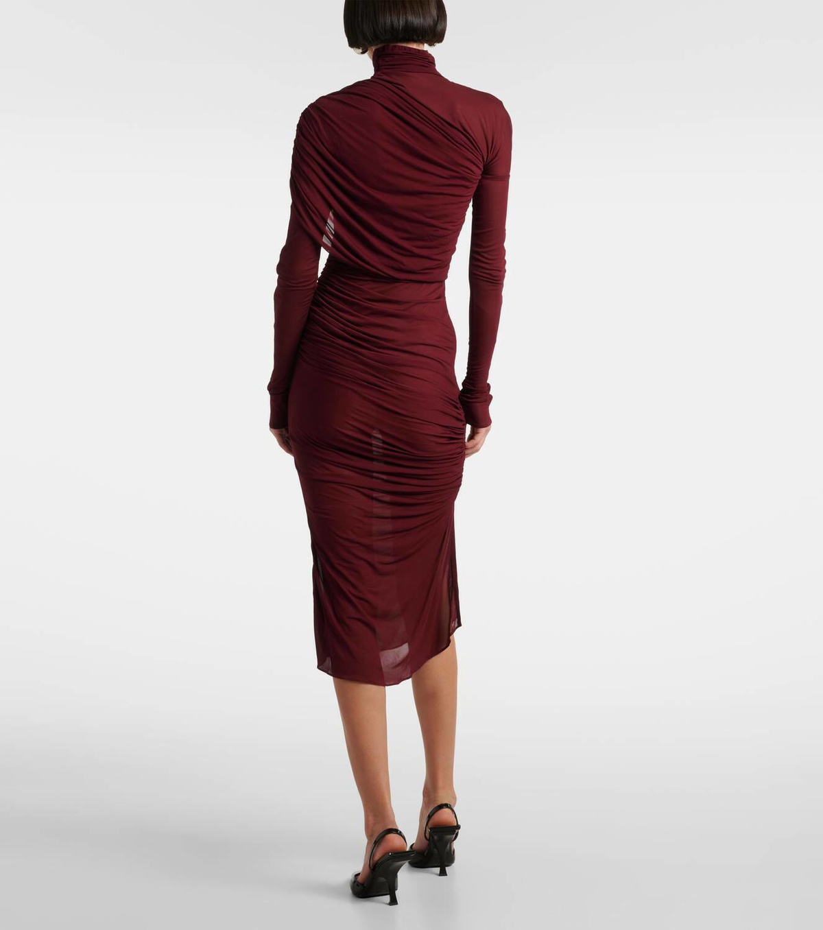 Mugler Sheer ruched midi dress Mugler