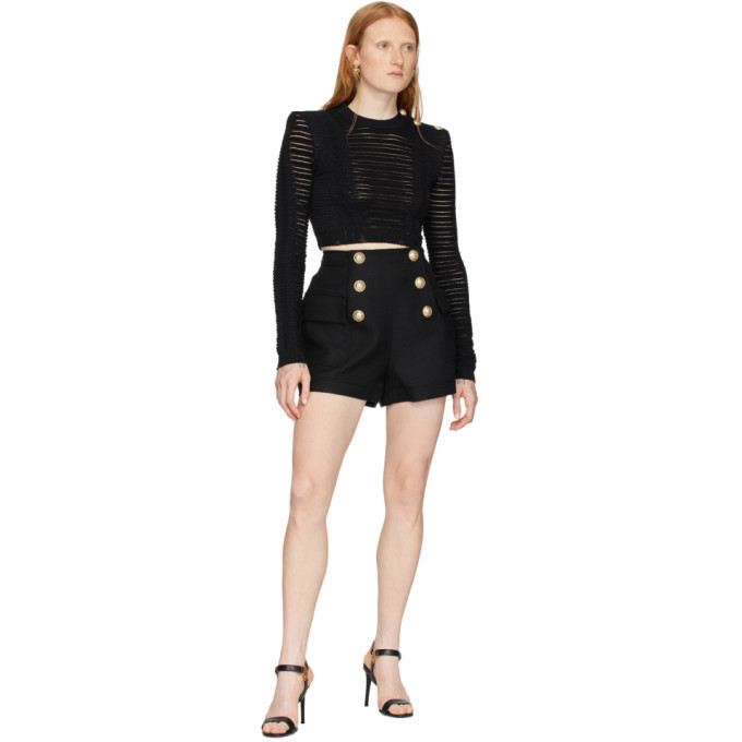 Balmain Black High-Waist 6-Button Shorts Balmain