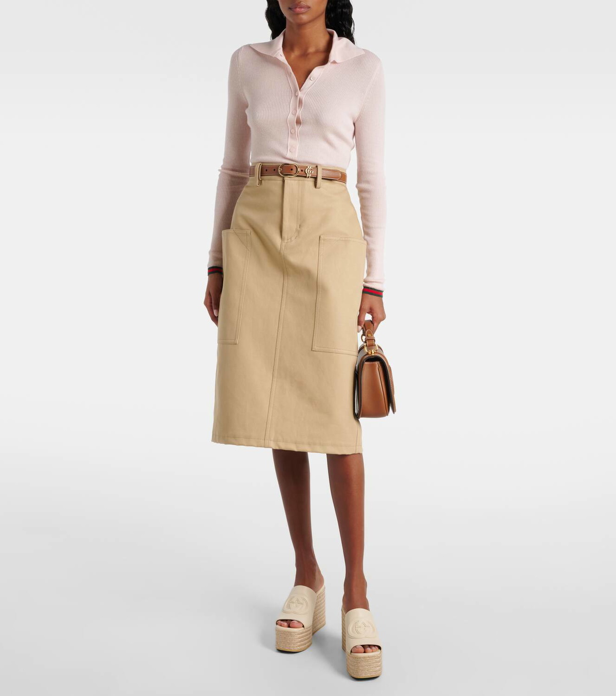 Gucci GG leather espadrille wedges Gucci