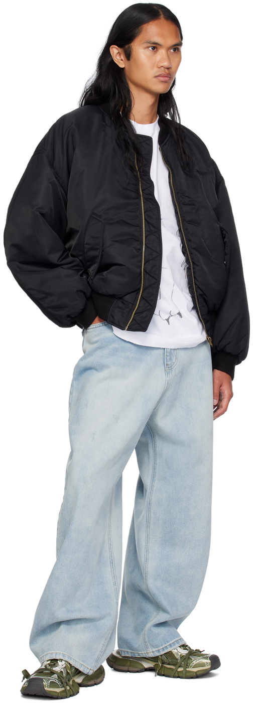 We11done Black Destroyed Bomber Jacket We11done