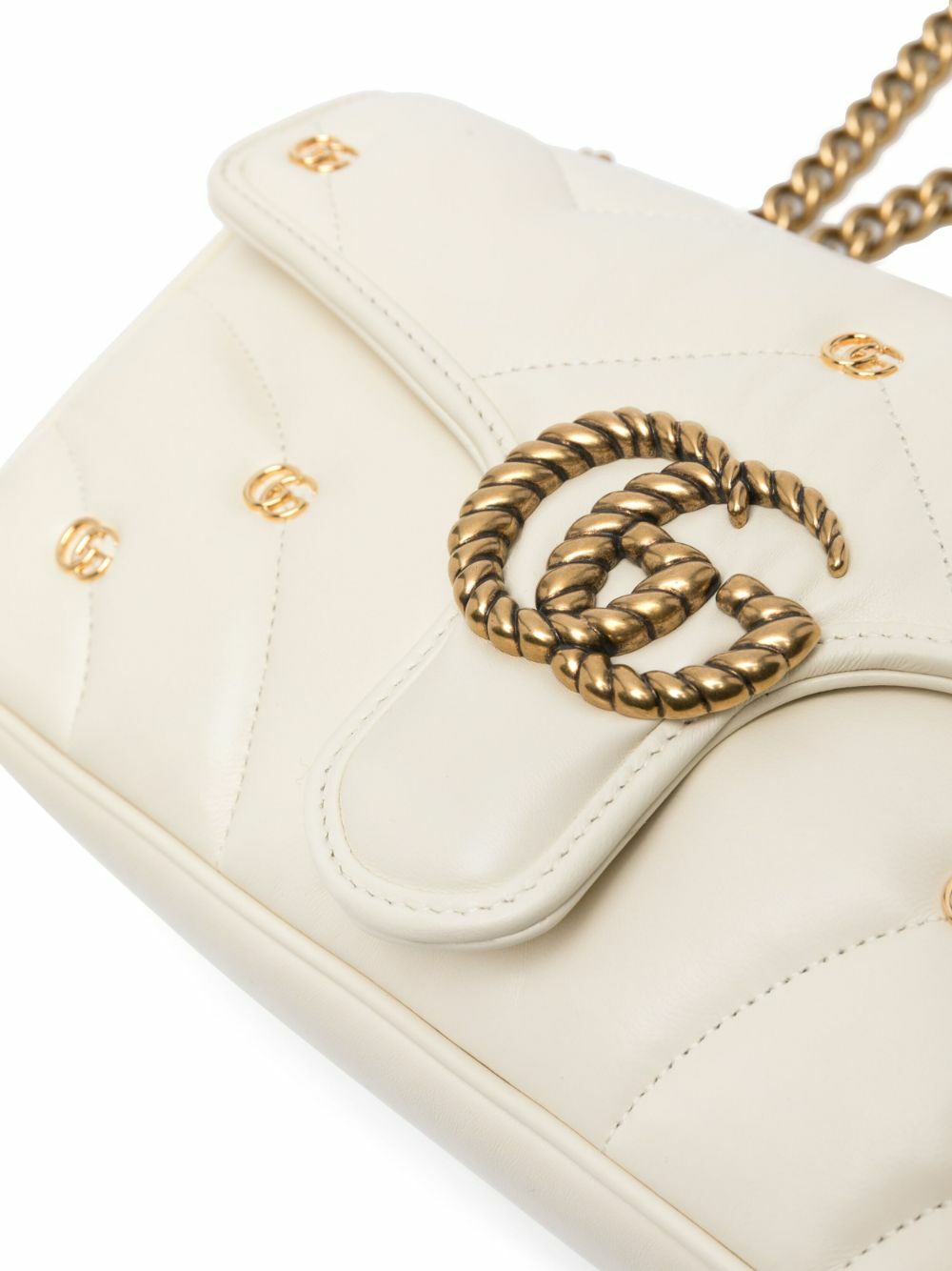 Gucci White GG Marmont Small Leather Shoulder Bag Gucci