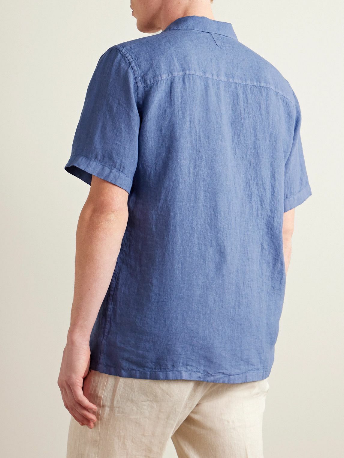 Canali - Camp-Collar Linen Shirt - Blue Canali