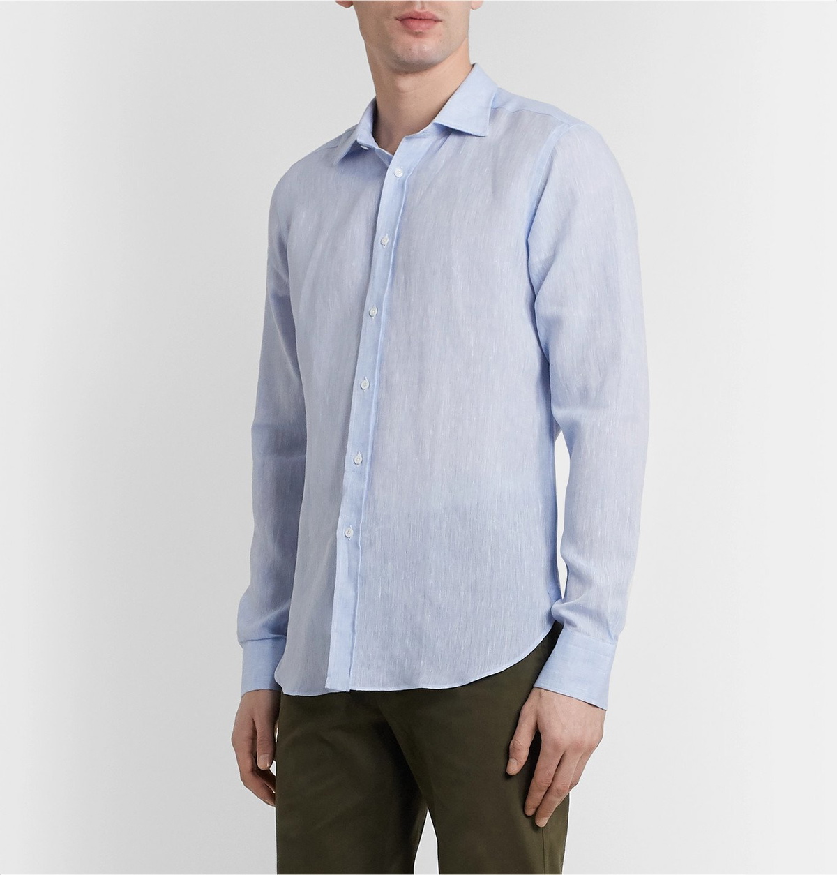 MP Massimo Piombo - Slim-Fit Slub Linen Shirt - Blue MP Massimo Piombo