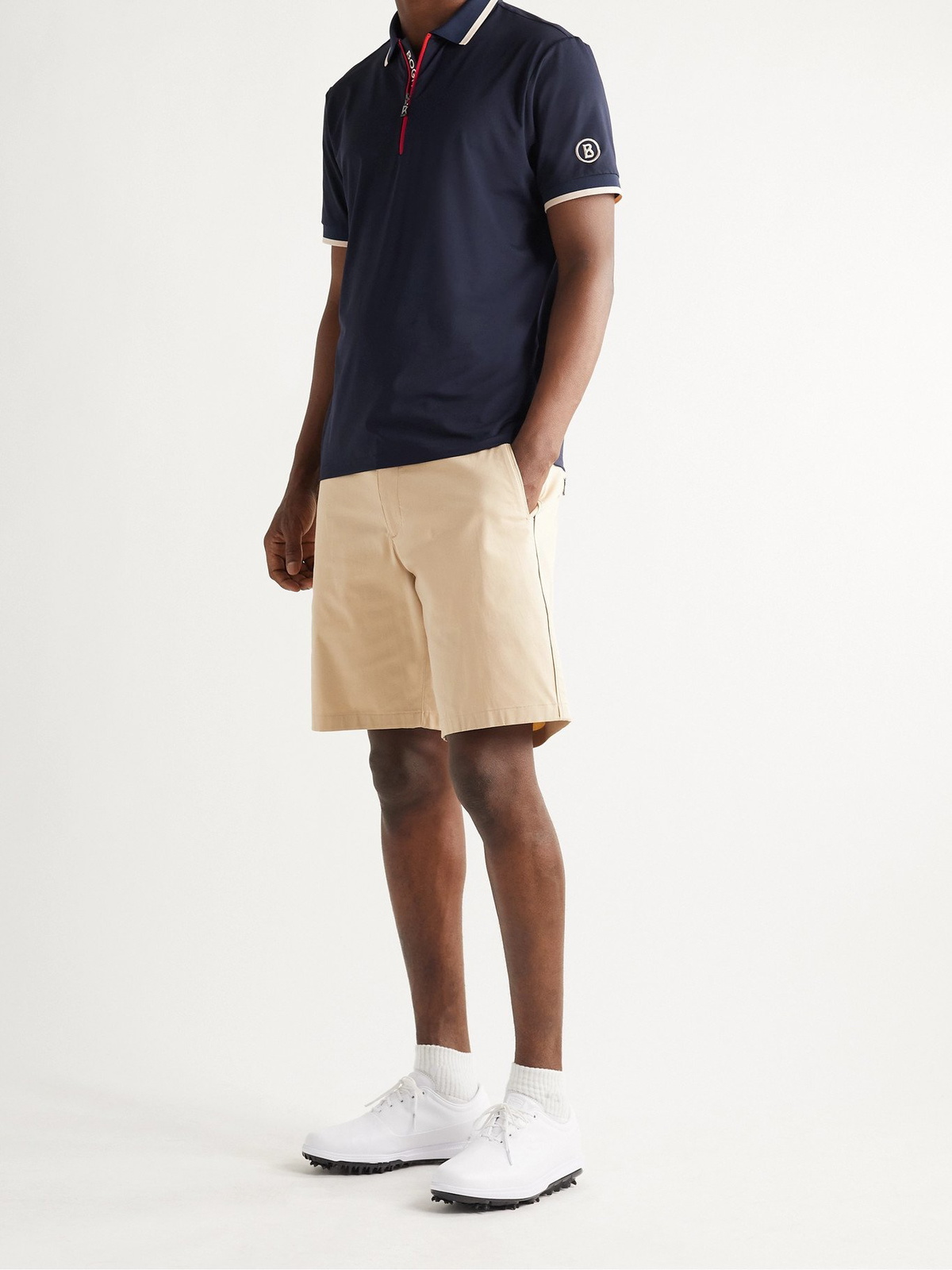 Bogner - Cody Contrast-Tipped Stretch-Jersey Golf Polo Shirt - Blue Bogner