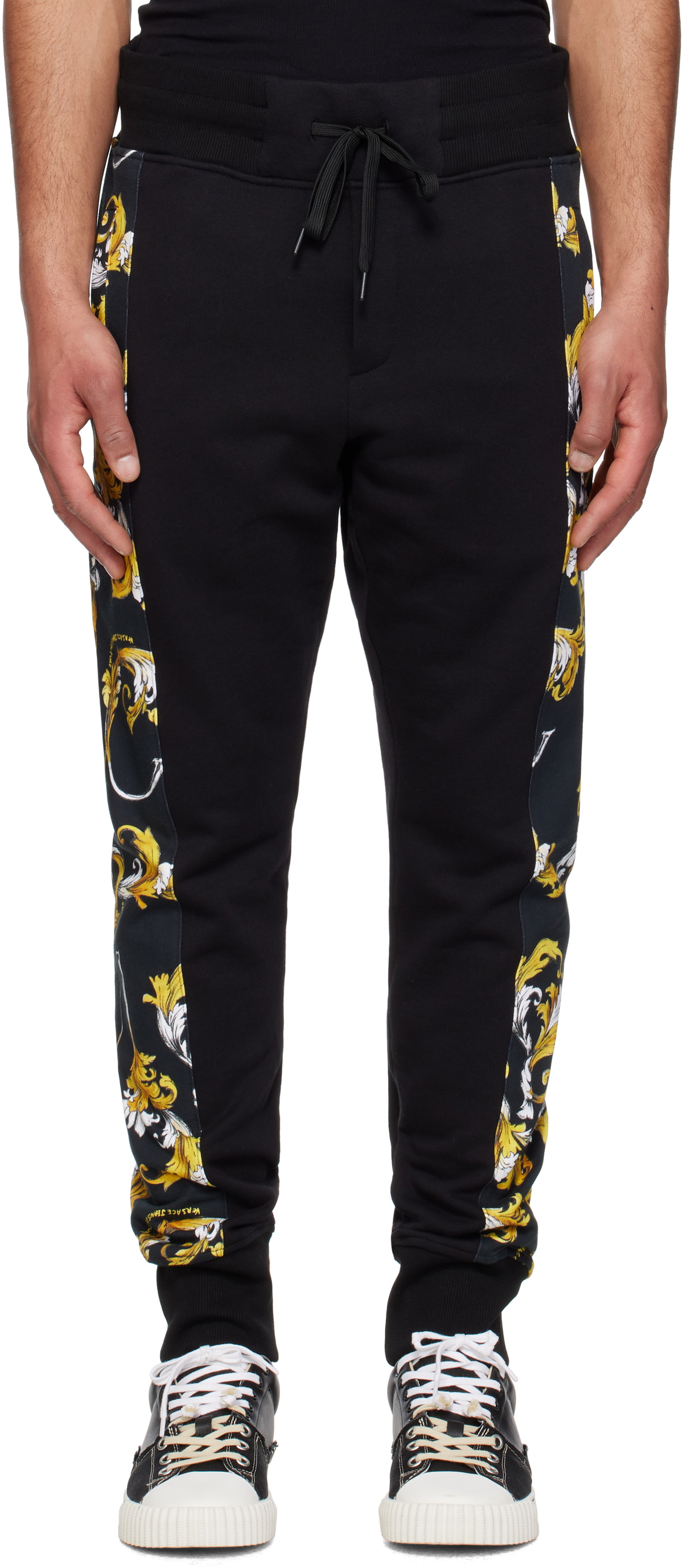 Versace Jeans Couture Black Graphic Trim Sweatpants Versace