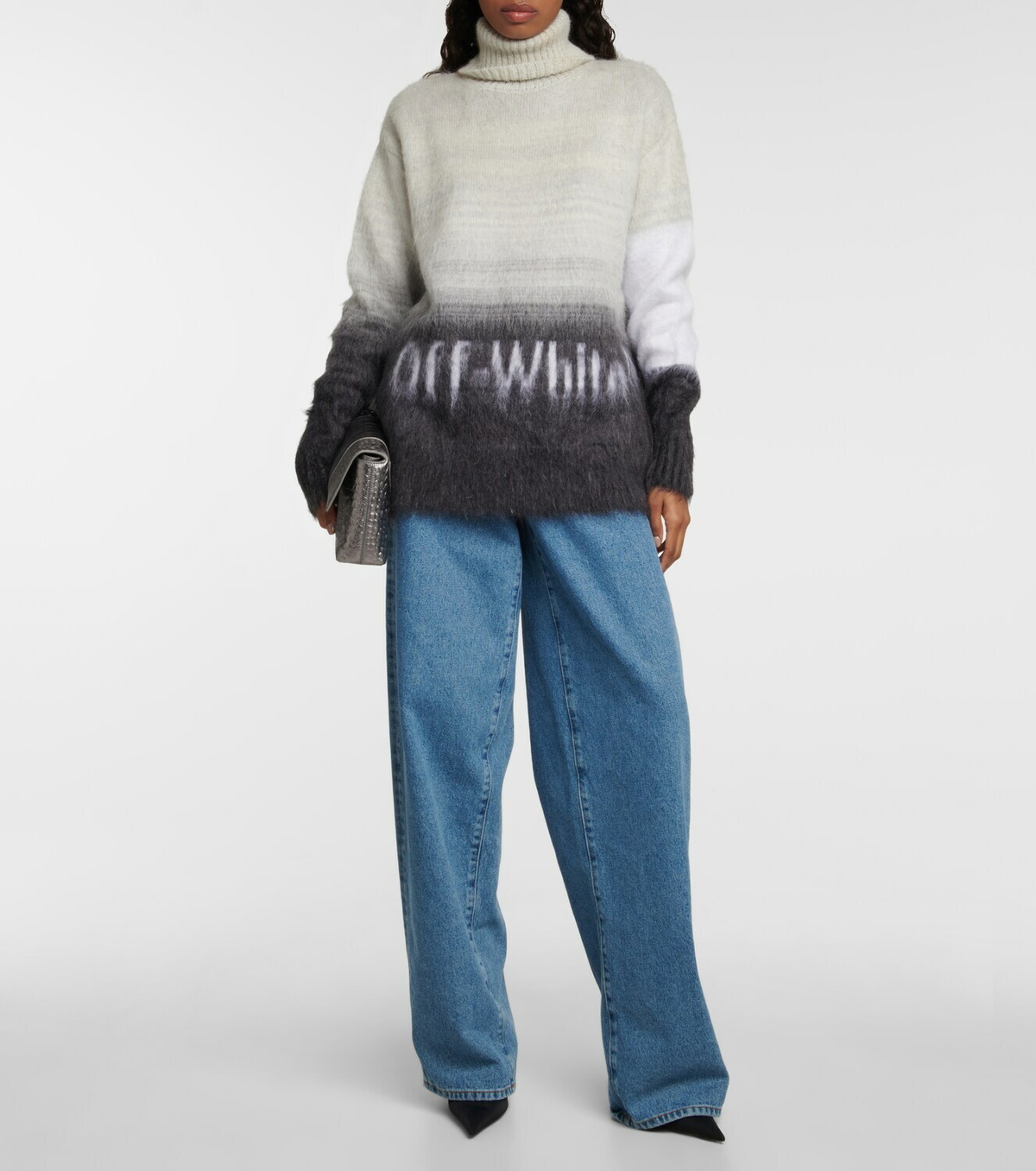 Off-White - Dégradé printed mohair-blend sweater Off-White