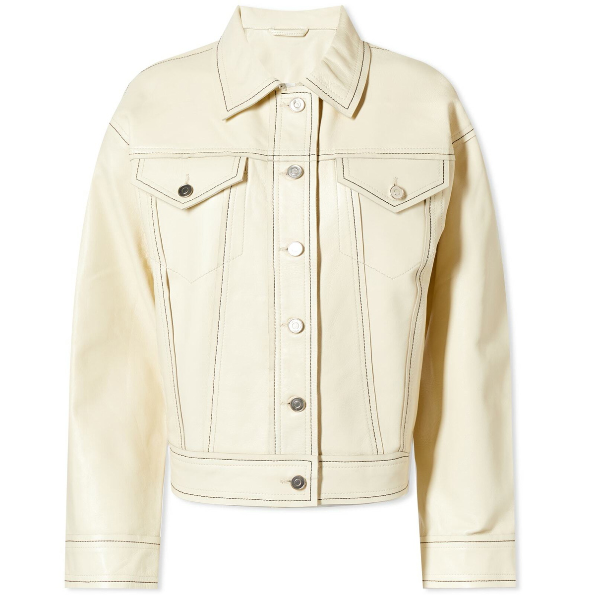 Stand Studio Women's Oversized Leather Jean Jacket in Peach Sorbet ...