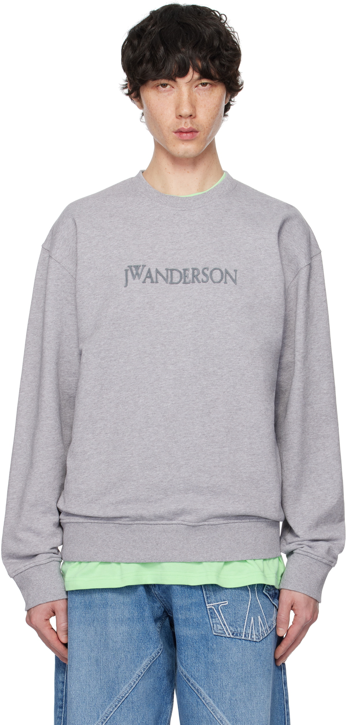 JW Anderson Gray Logo Embroidery Sweatshirt JW Anderson