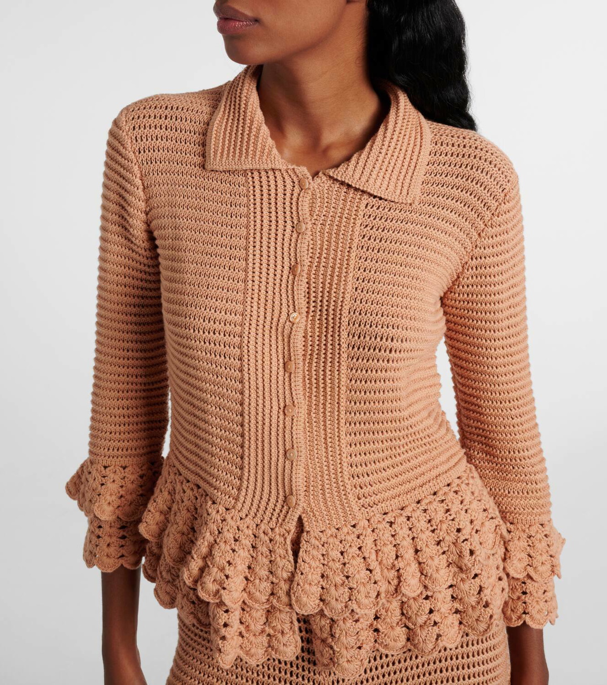 Chloé Ruffled crochet cotton cardigan Chloe