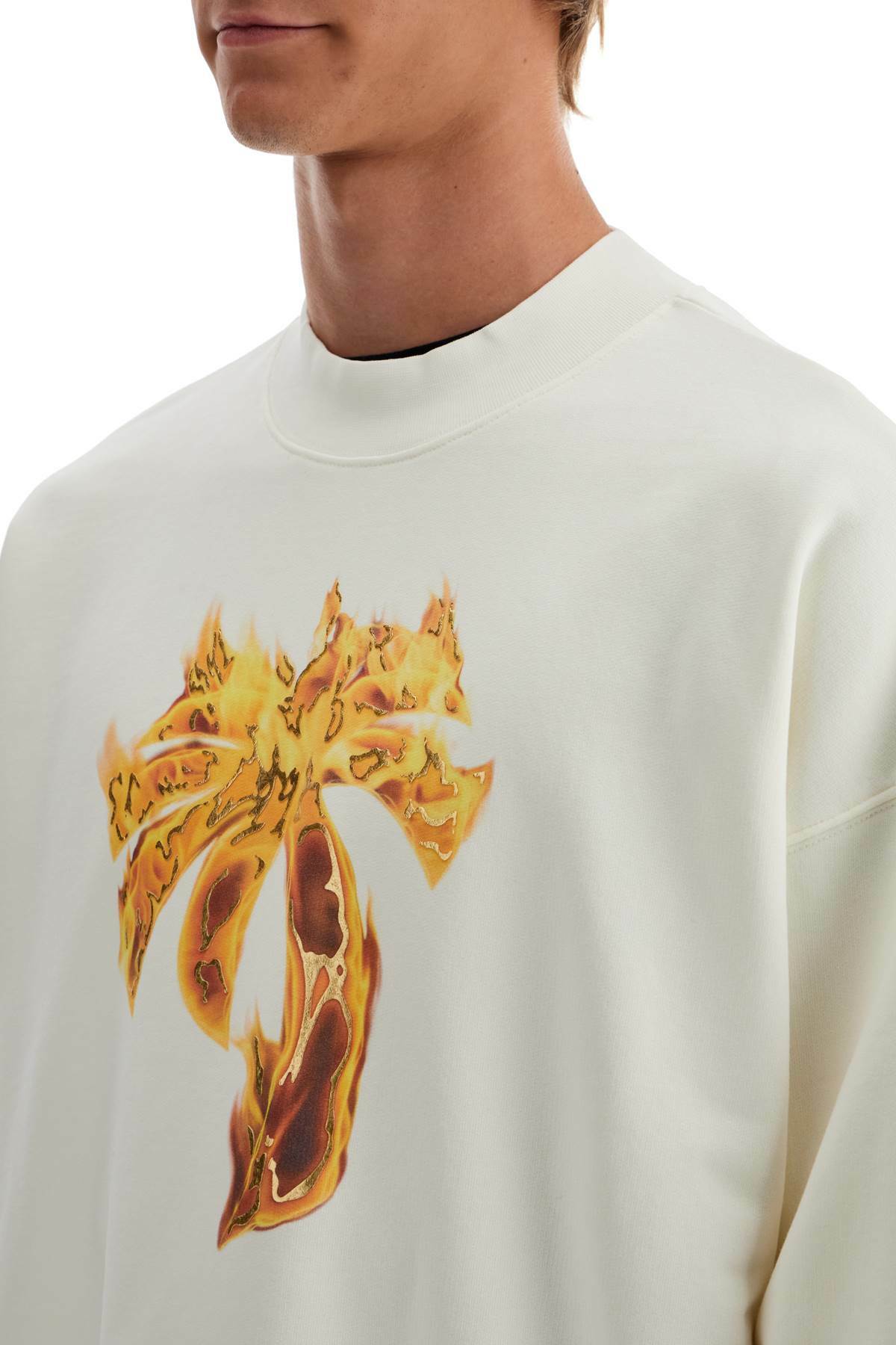 PALM ANGELS 'burning palm oversized sweat White Palm Angels