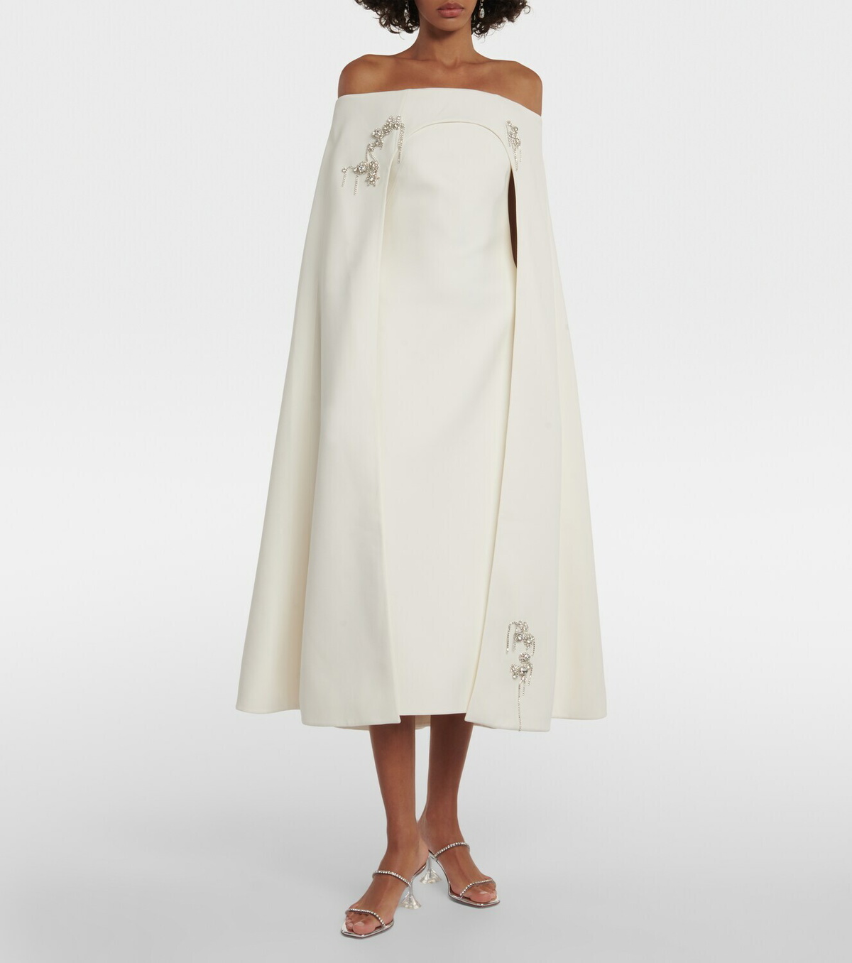 Safiyaa Bridal caped embellished midi dress Safiyaa