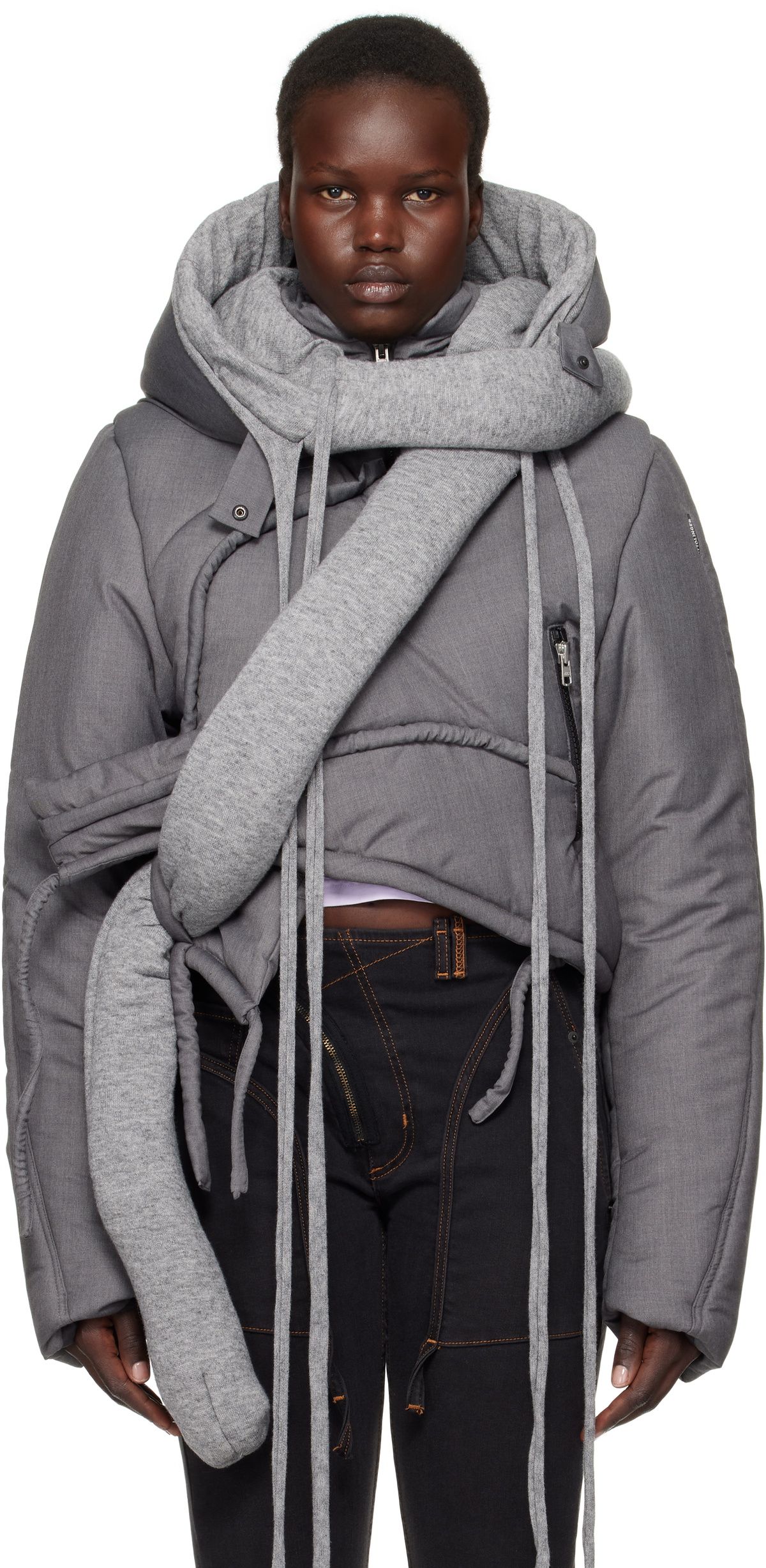 Ottolinger Gray Deconstructed Puffer Jacket Ottolinger
