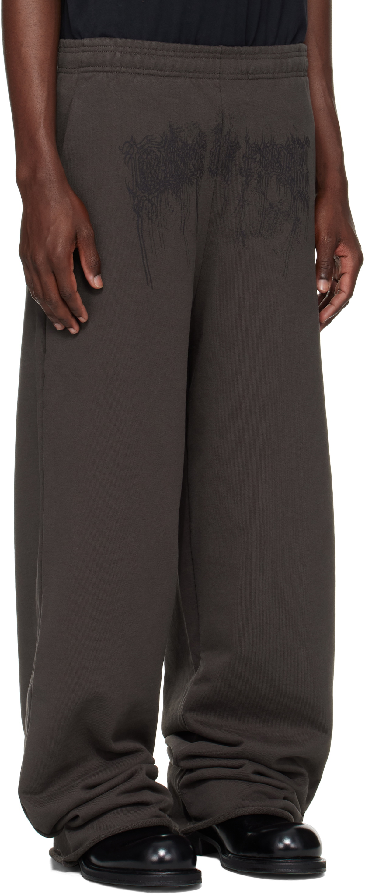 VETEMENTS Brown Cradle of Filth Dripping Logo Baggy Sweatpants Vetements