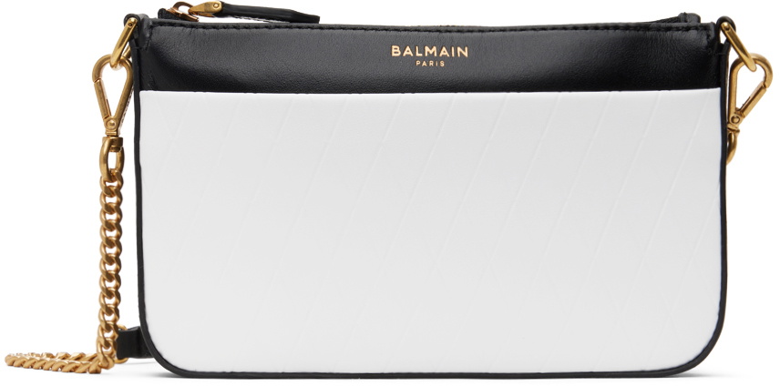 Balmain White & Black 1945 Soft Zipped Mini Bag Balmain