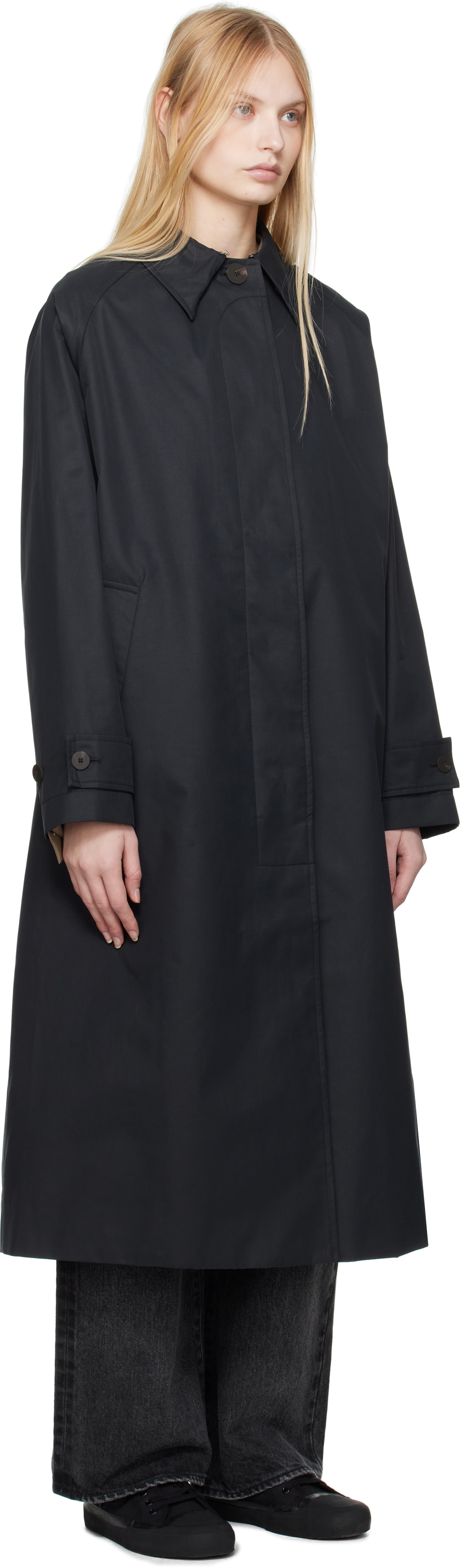 Studio Nicholson Navy Holin Trench Coat Studio Nicholson