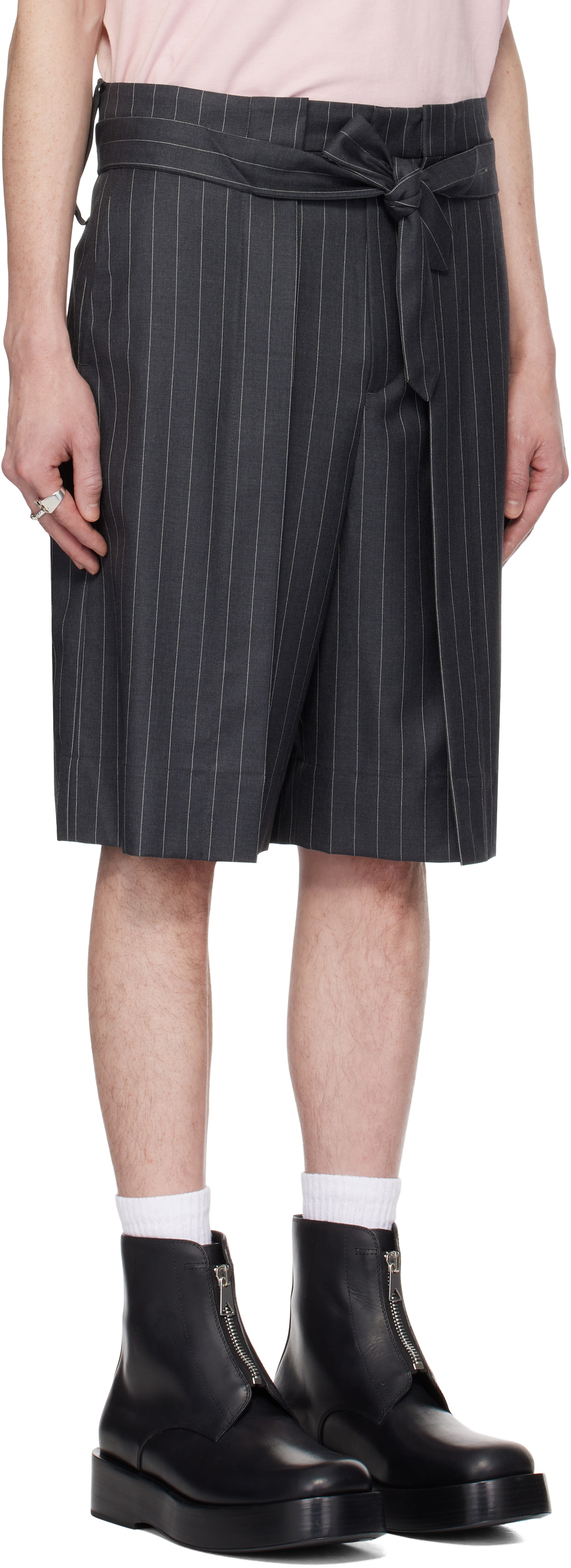 JW Anderson Gray Folded Front Pleat Shorts JW Anderson