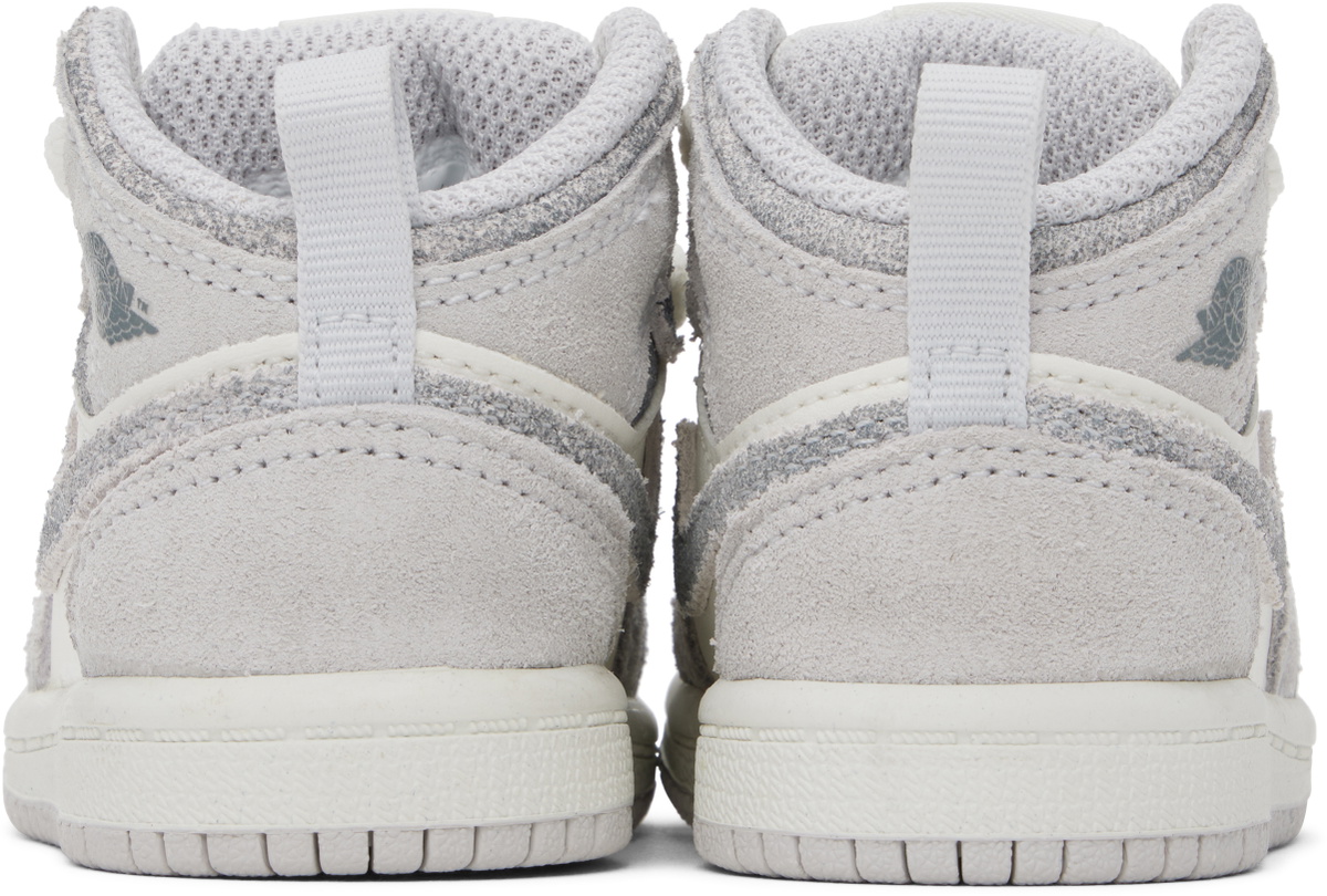 Nike Jordan Baby White & Gray Jordan 1 Mid SE Sneakers Nike Jordan Brand