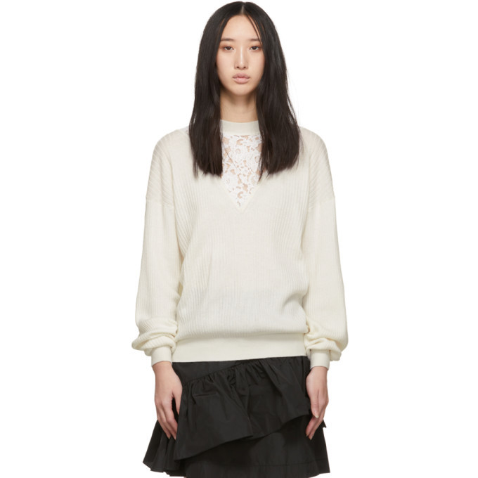 See by Chloe Off-White Lace Insert Sweater See by Chloe