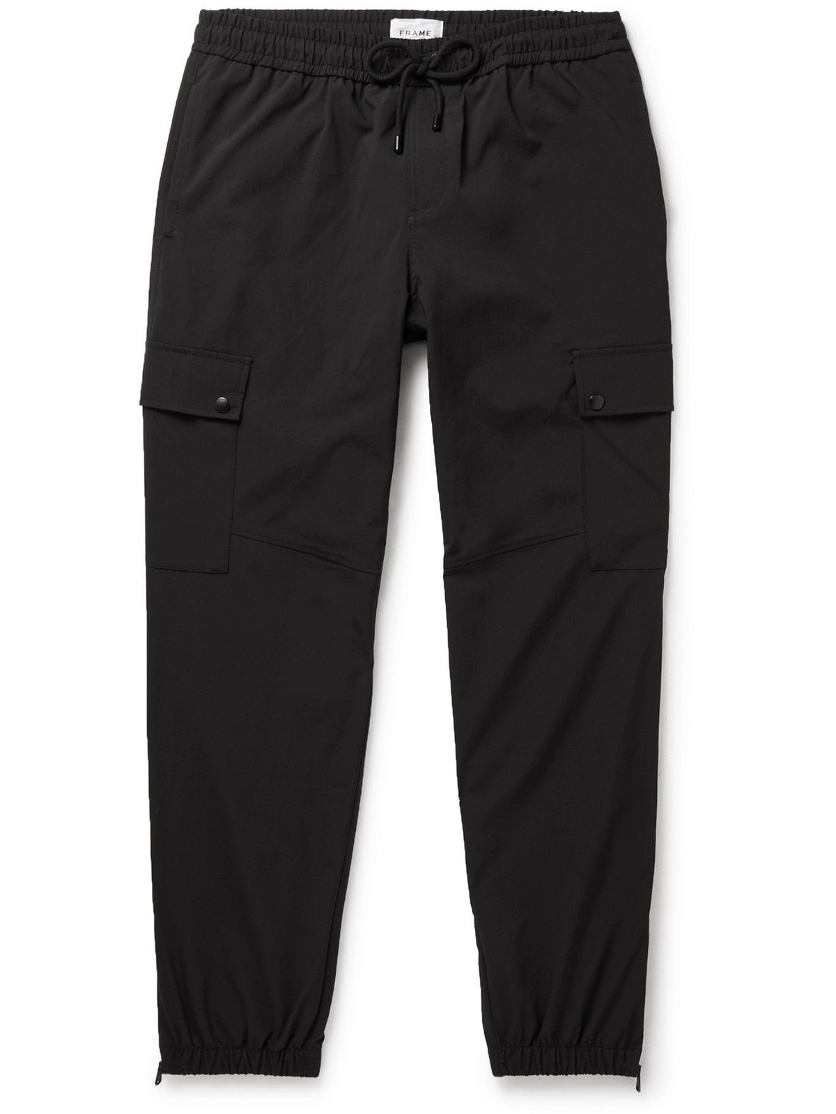 Frame - Tapered Tech-Shell Drawstring Cargo Trousers - Black Frame Denim