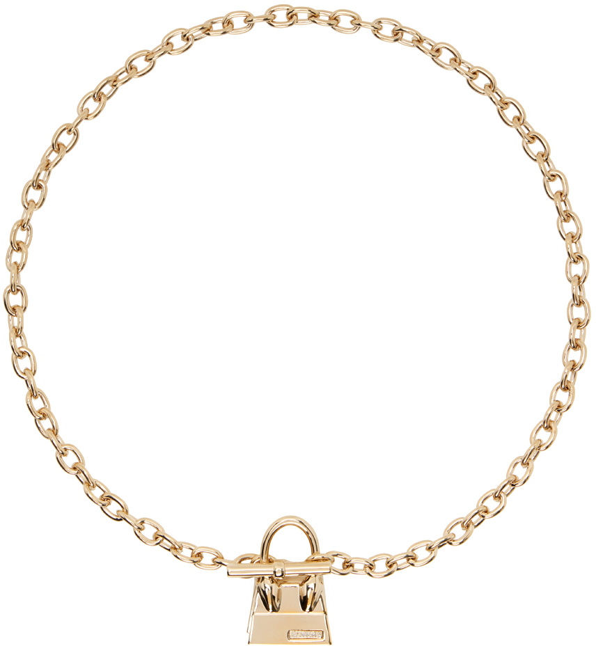 Jacquemus Gold Le Raphia 'Le Collier Chiquito Barre' Necklace Jacquemus