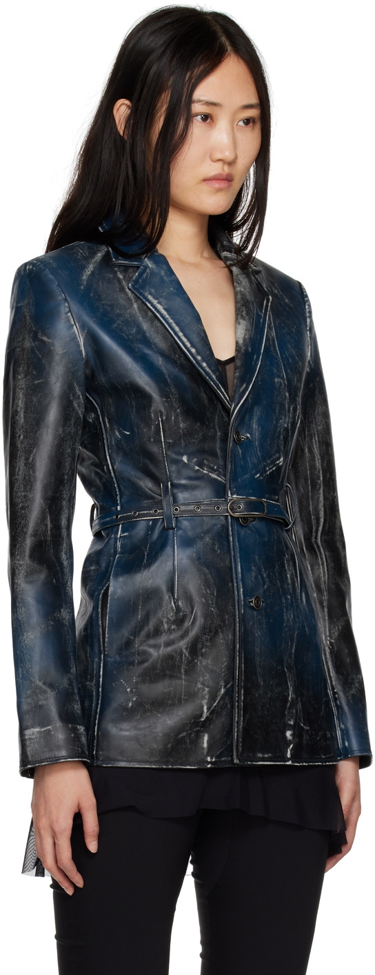 KNWLS Blue Amr Leather Jacket KNWLS