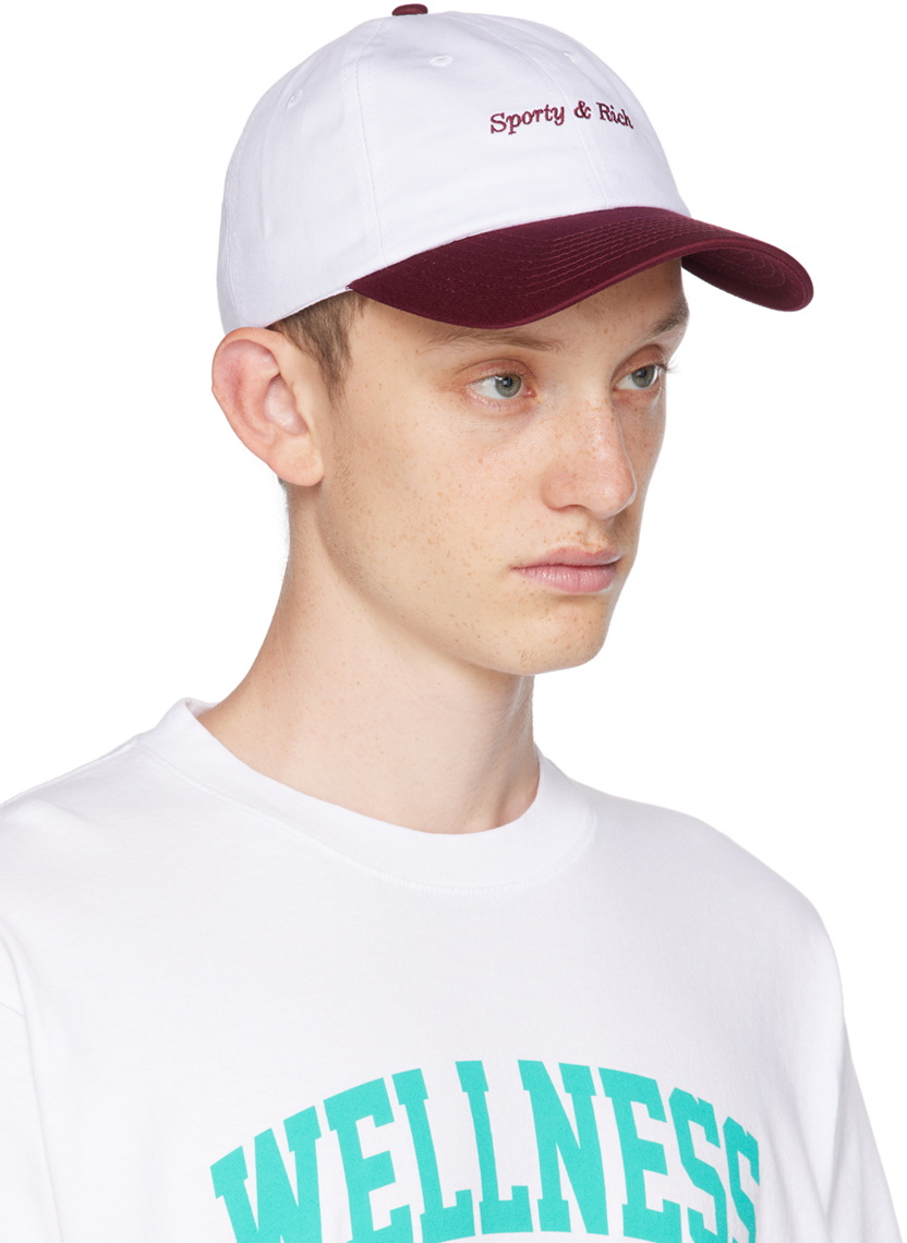 Sporty & Rich White & Red Classic Logo Cap Sporty & Rich