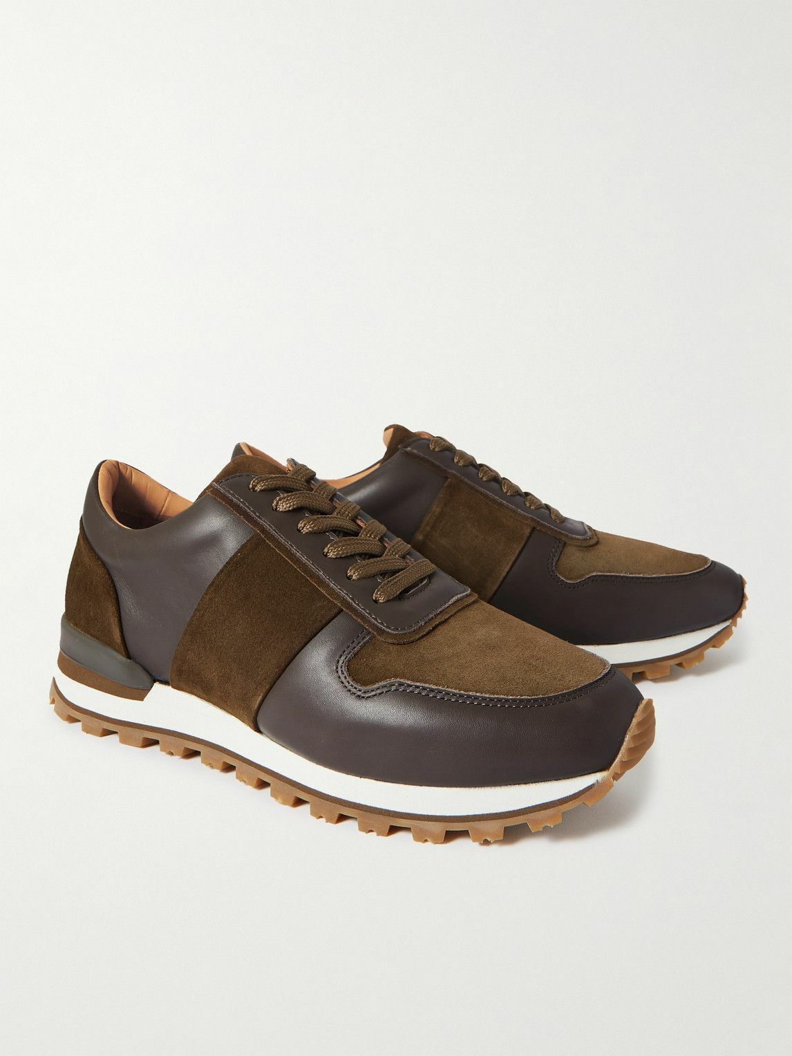 Mr P. - Panelled Suede Sneakers - Green Mr P.