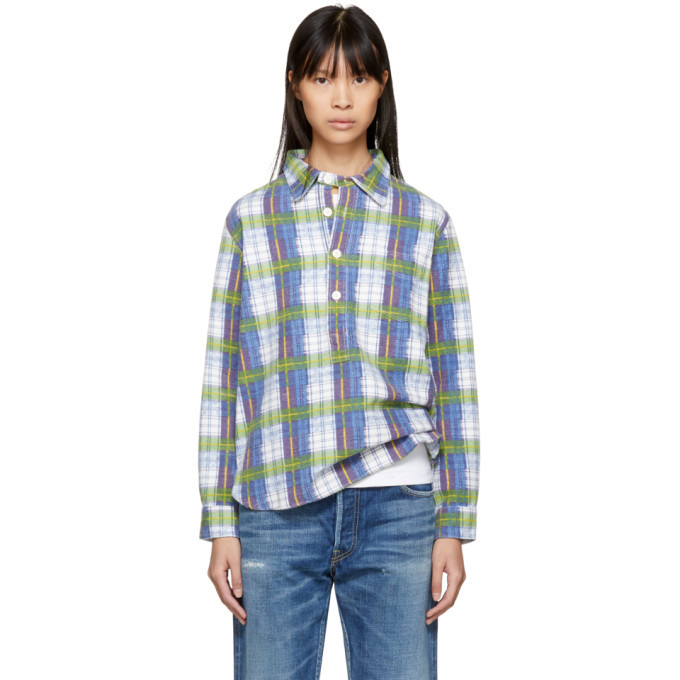 Visvim Blue Brushed Cotton Check Shirt Visvim