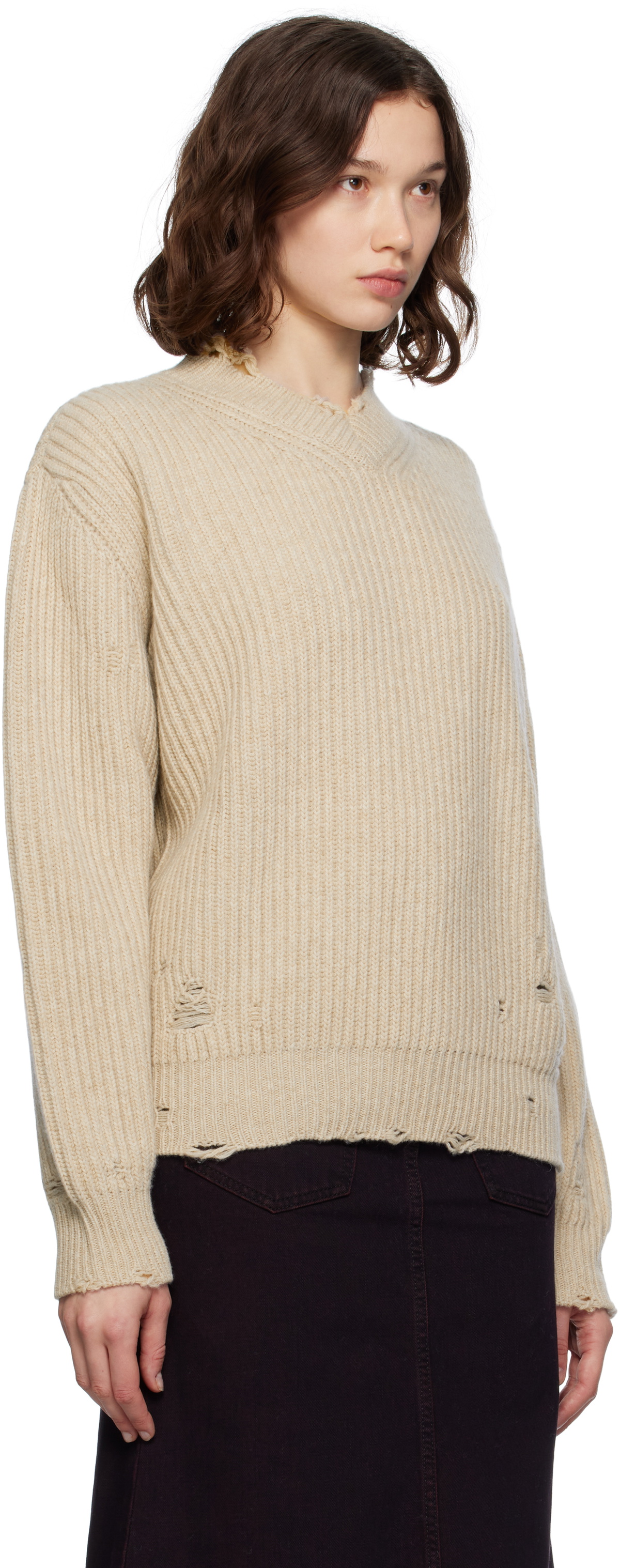 MM6 Maison Margiela Beige Wool Sweater MM6 Maison Margiela
