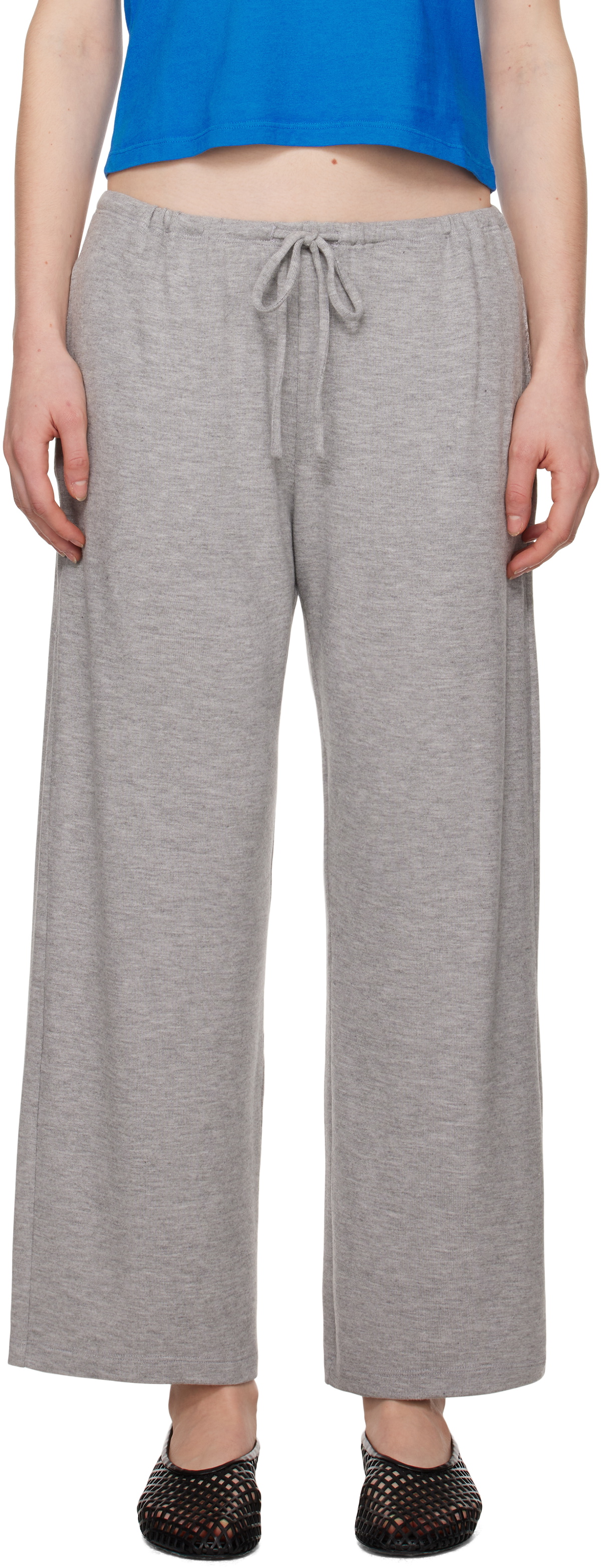 LESET Gray Lauren Crop Drawstring Lounge Pants LESET