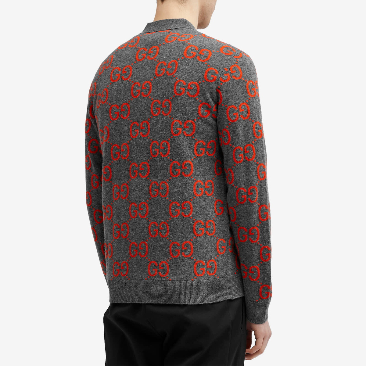 Gucci Men's Jumbo GG Jacquard Cardigan in Grey Gucci