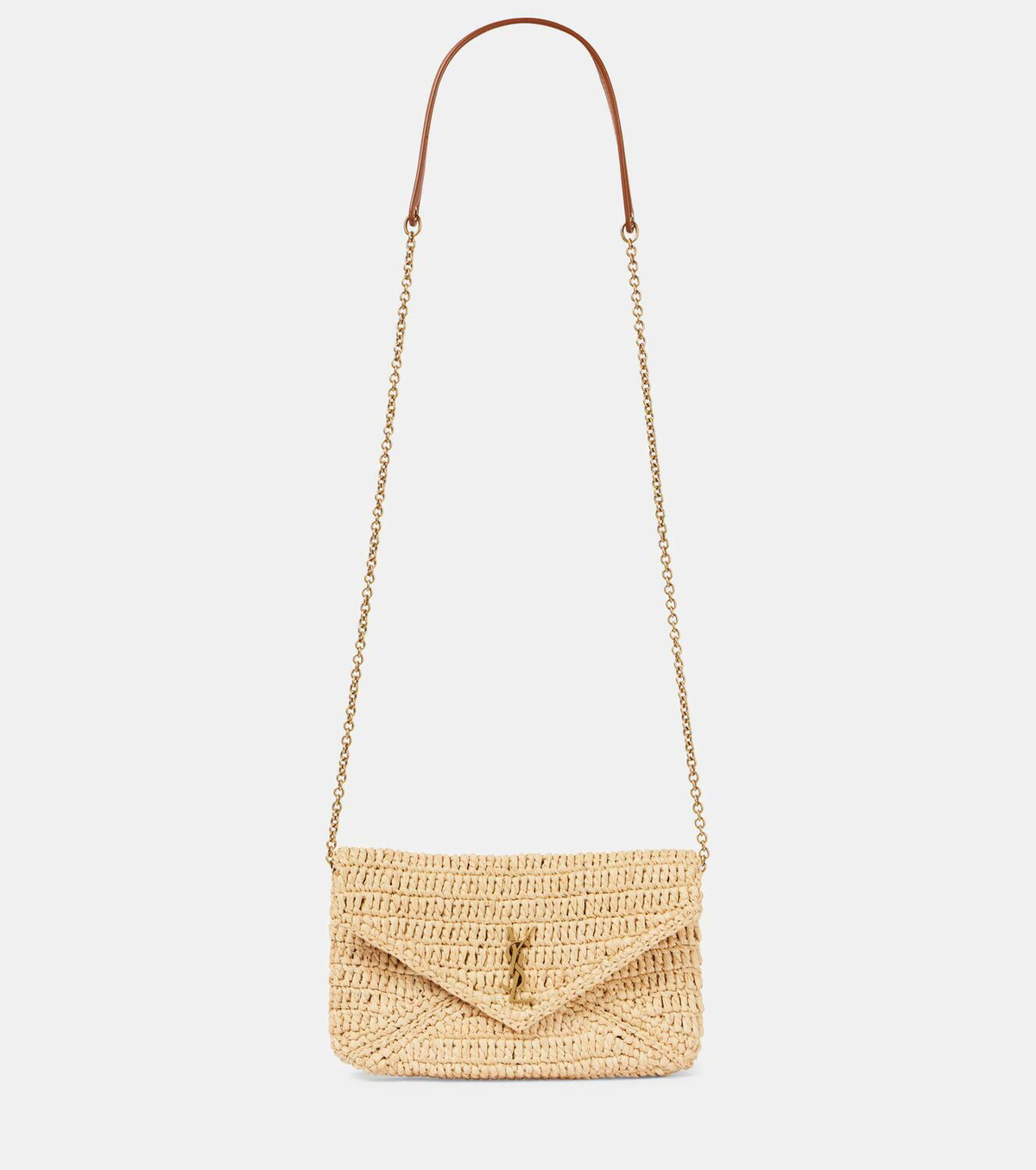 Saint Laurent Cassandre Mini raffia shoulder bag Saint Laurent