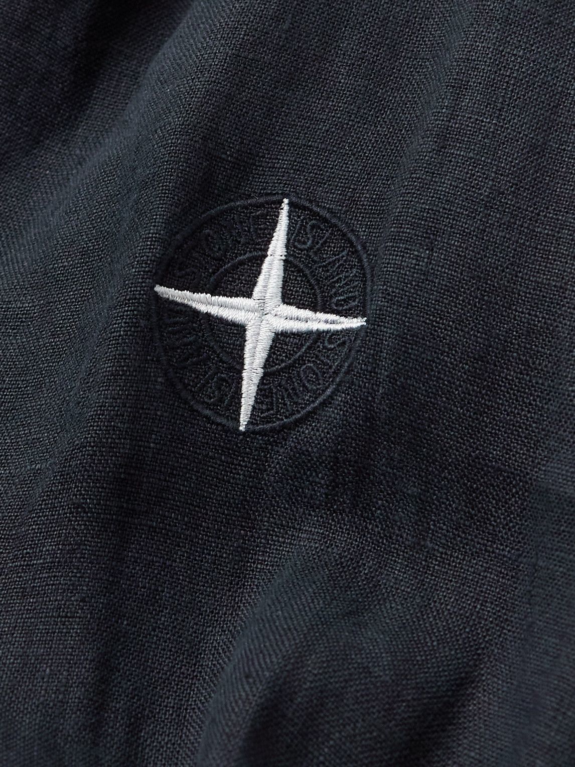 Stone Island - Logo-Embroidered Garment-Dyed Linen Shirt - Blue Stone ...