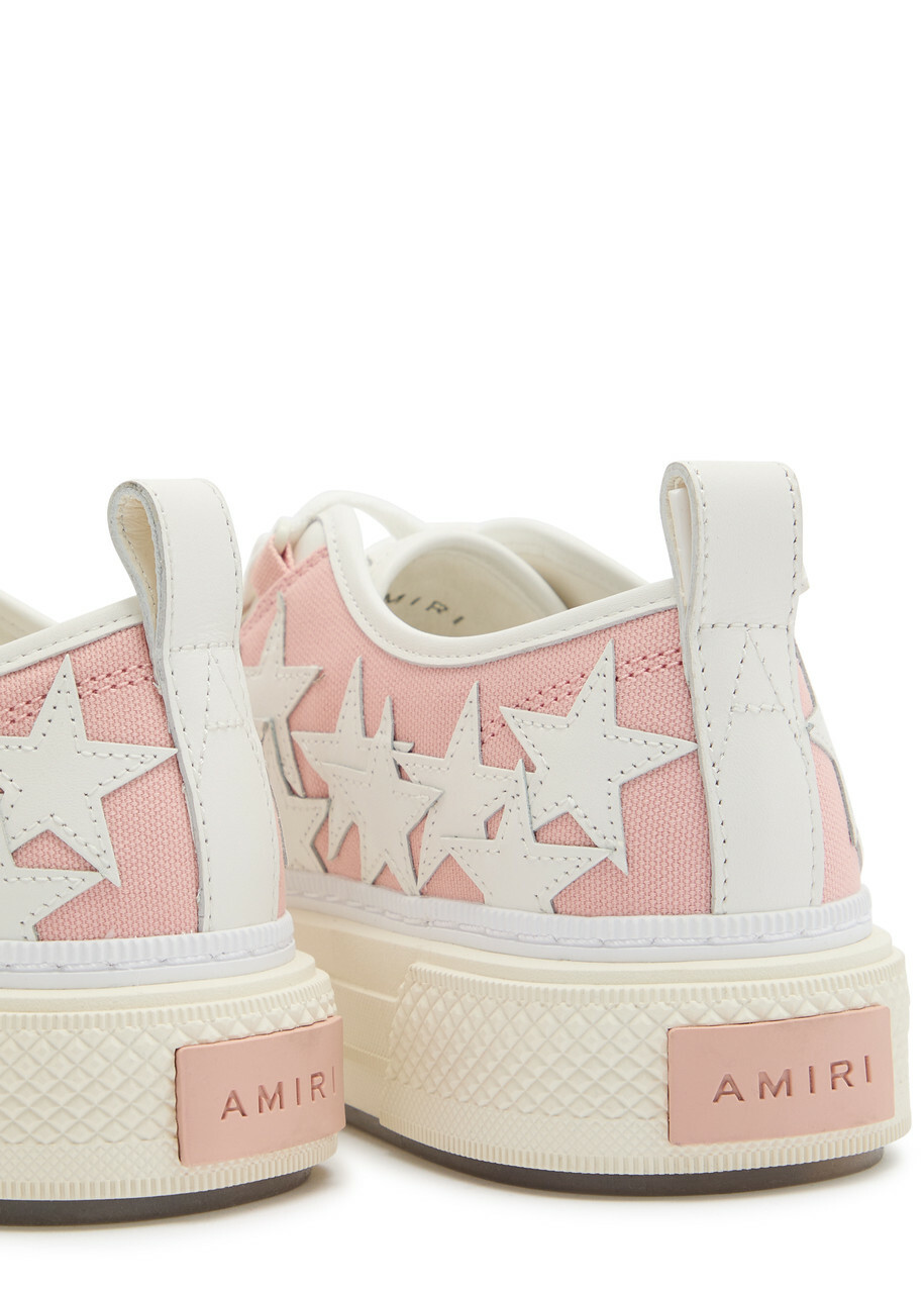 Amiri Court Low Appliquéd Leather Sneakers White And Pink Amiri