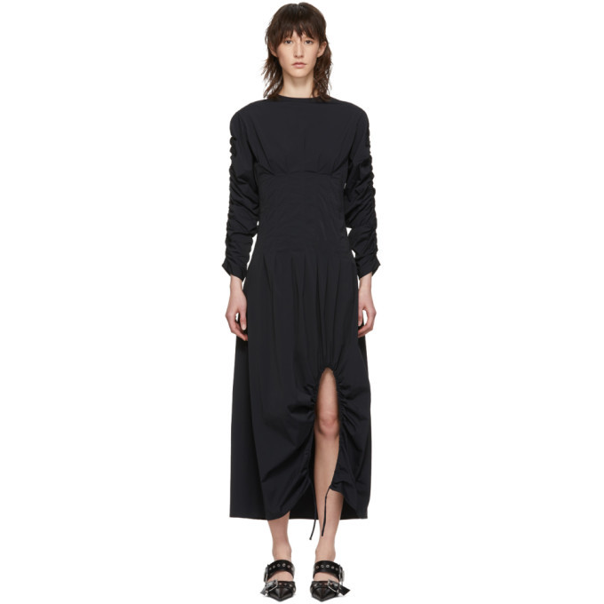 Markoo SSENSE Exclusive Black Ruched Slit Dress Markoo