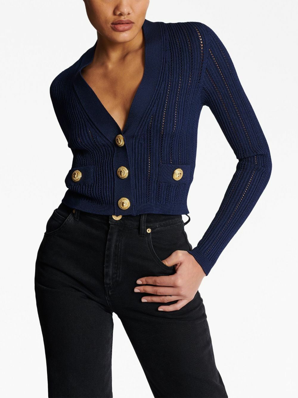 BALMAIN - Knit Cropped Cardigan Balmain